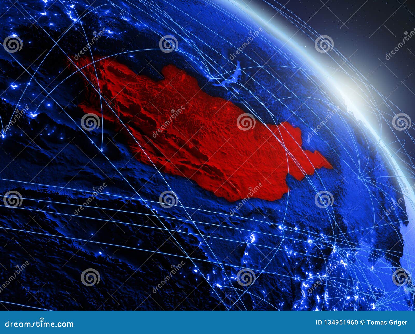 Mongolia on Blue Blue Digital Globe Stock Illustration - Illustration ...
