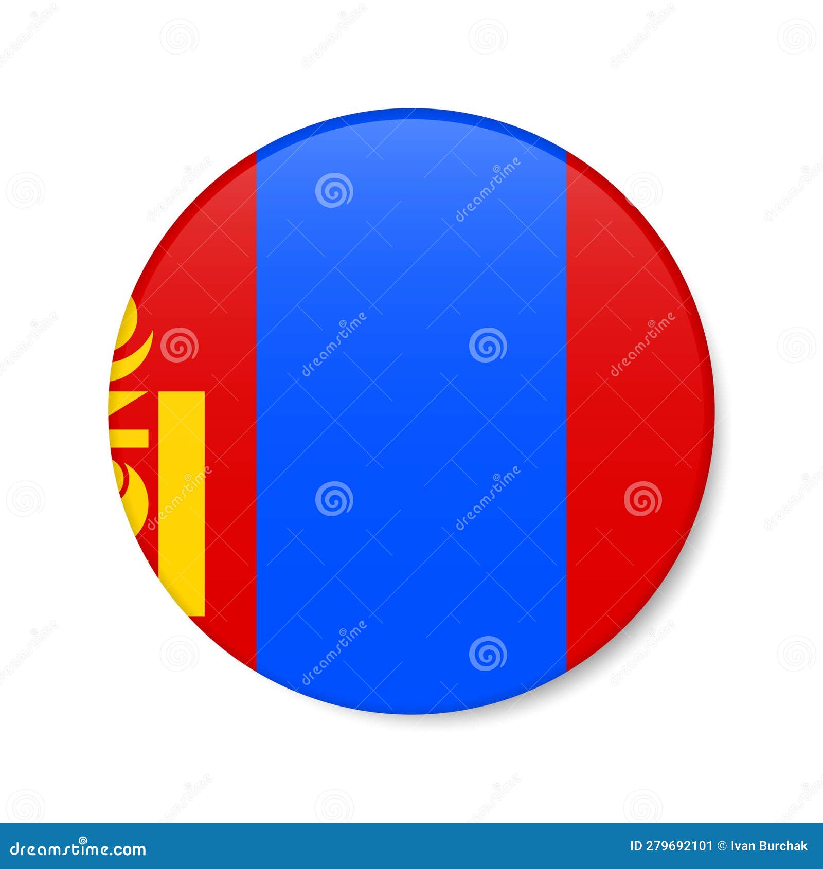 Mongolia Circle Button Icon. Mongolian Round Badge Flag. 3D Realistic Isolated Vector ...