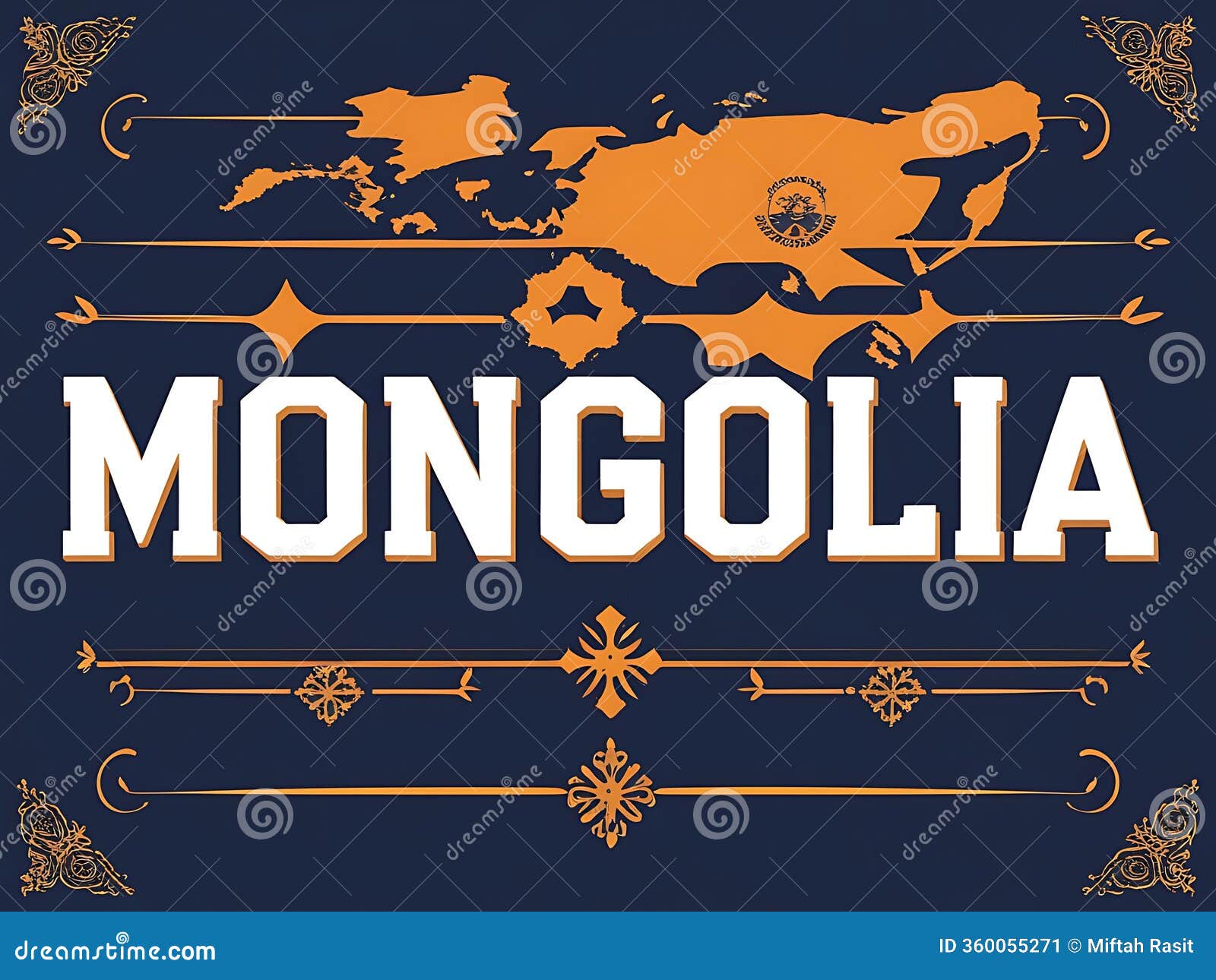 Mongolia Country Map National Identity Graphic Design Stock Image ...