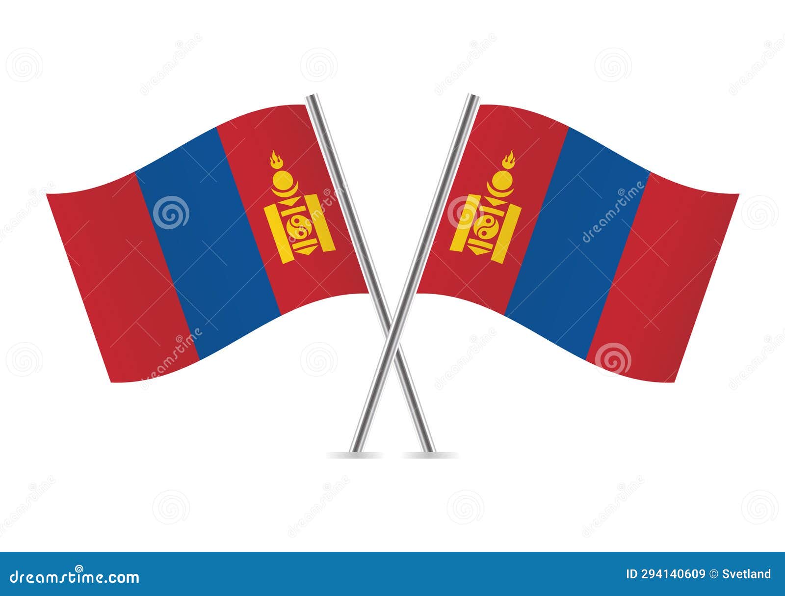 Mongolia Crossed Flags. Mongolian Flags Stock Vector - Illustration of ...