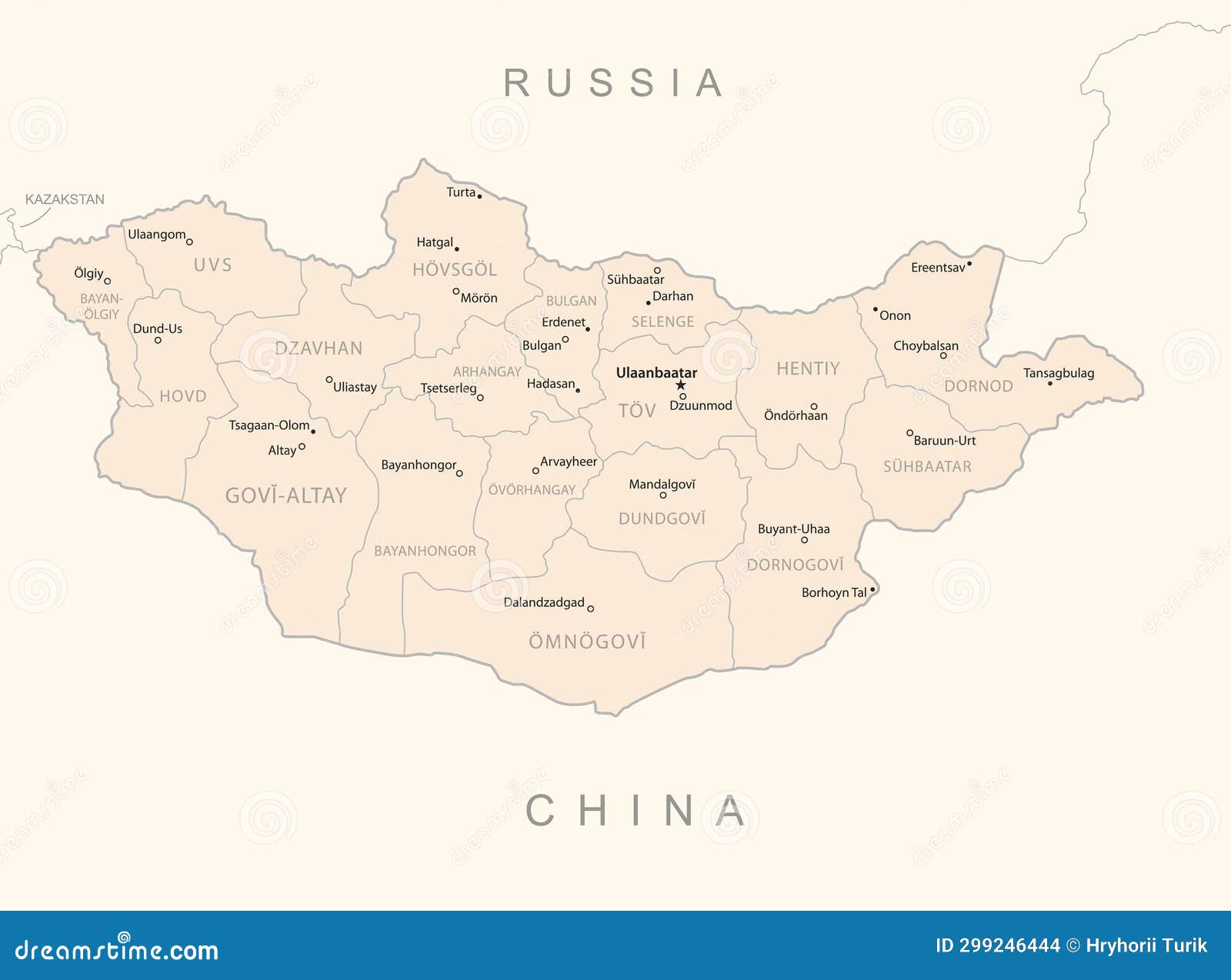 Mongolia - Detailed Map with Administrative Divisions Country Stock ...