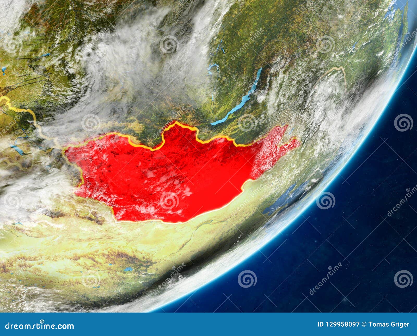 Mongolia on Earth from Space Stock Illustration - Illustration of earth ...