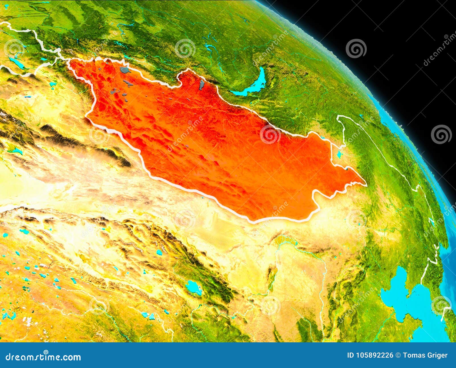 Mongolia on Earth stock illustration. Illustration of country - 105892226