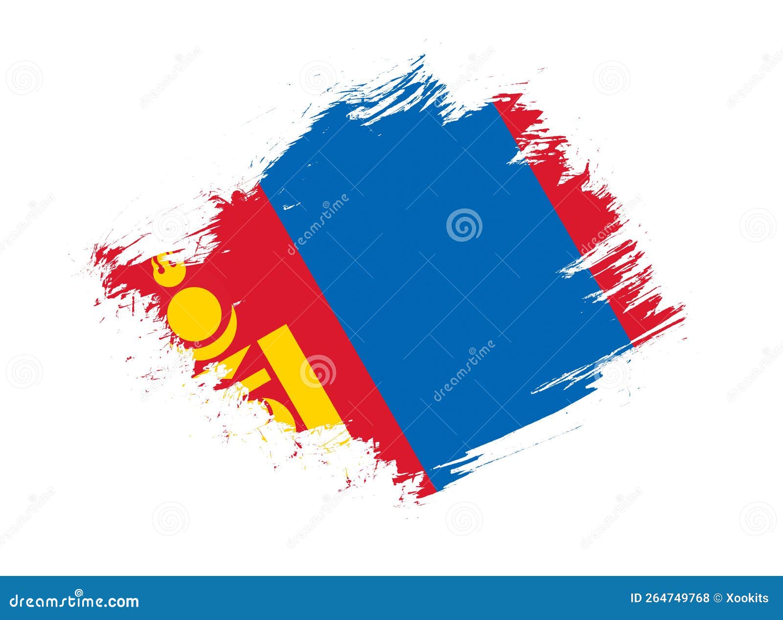 Mongolia Flag with Abstract Paint Brush Texture Effect on White ...