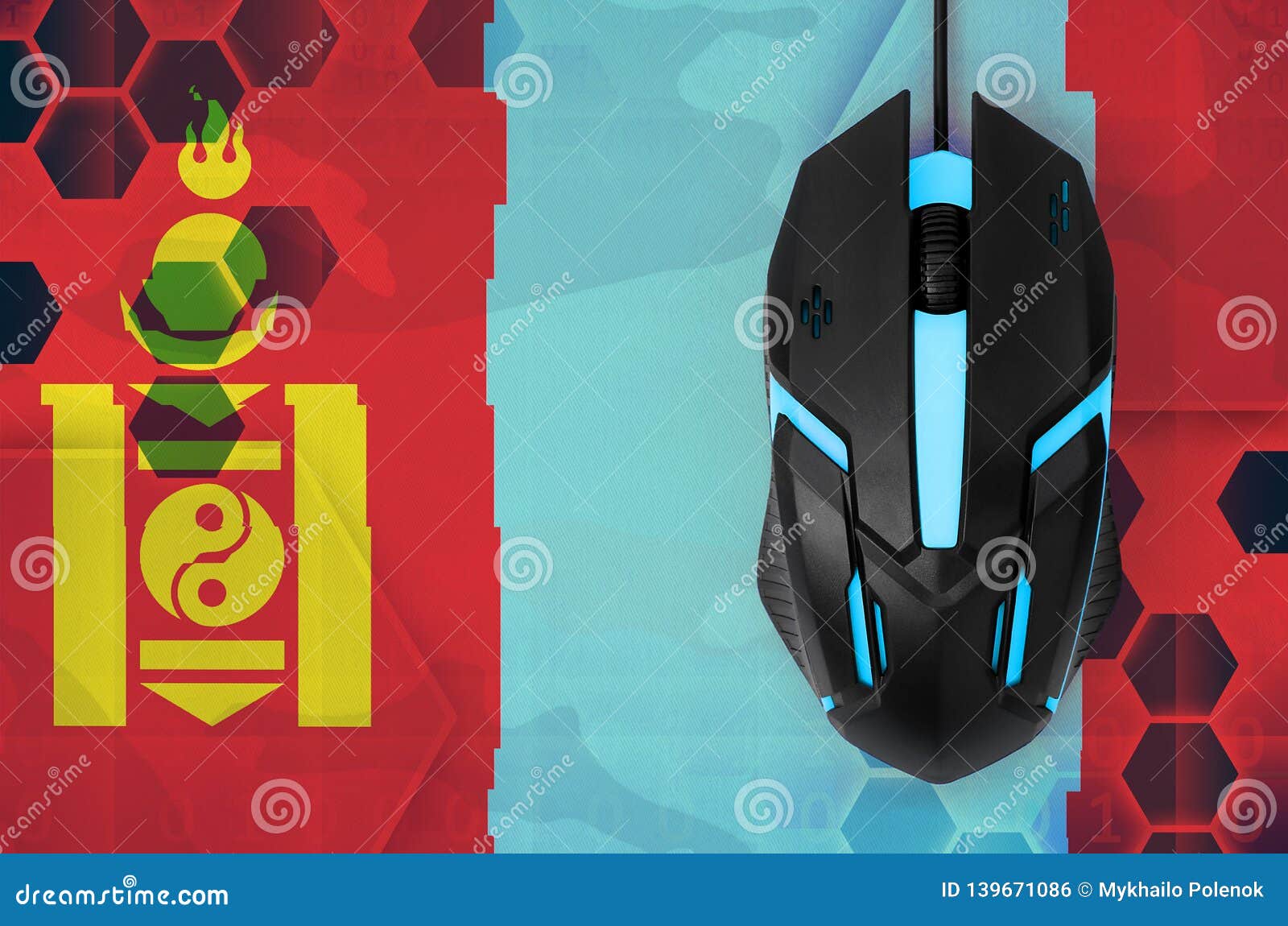 Mongolia Flag and Computer Mouse. Concept of Country Representing E ...