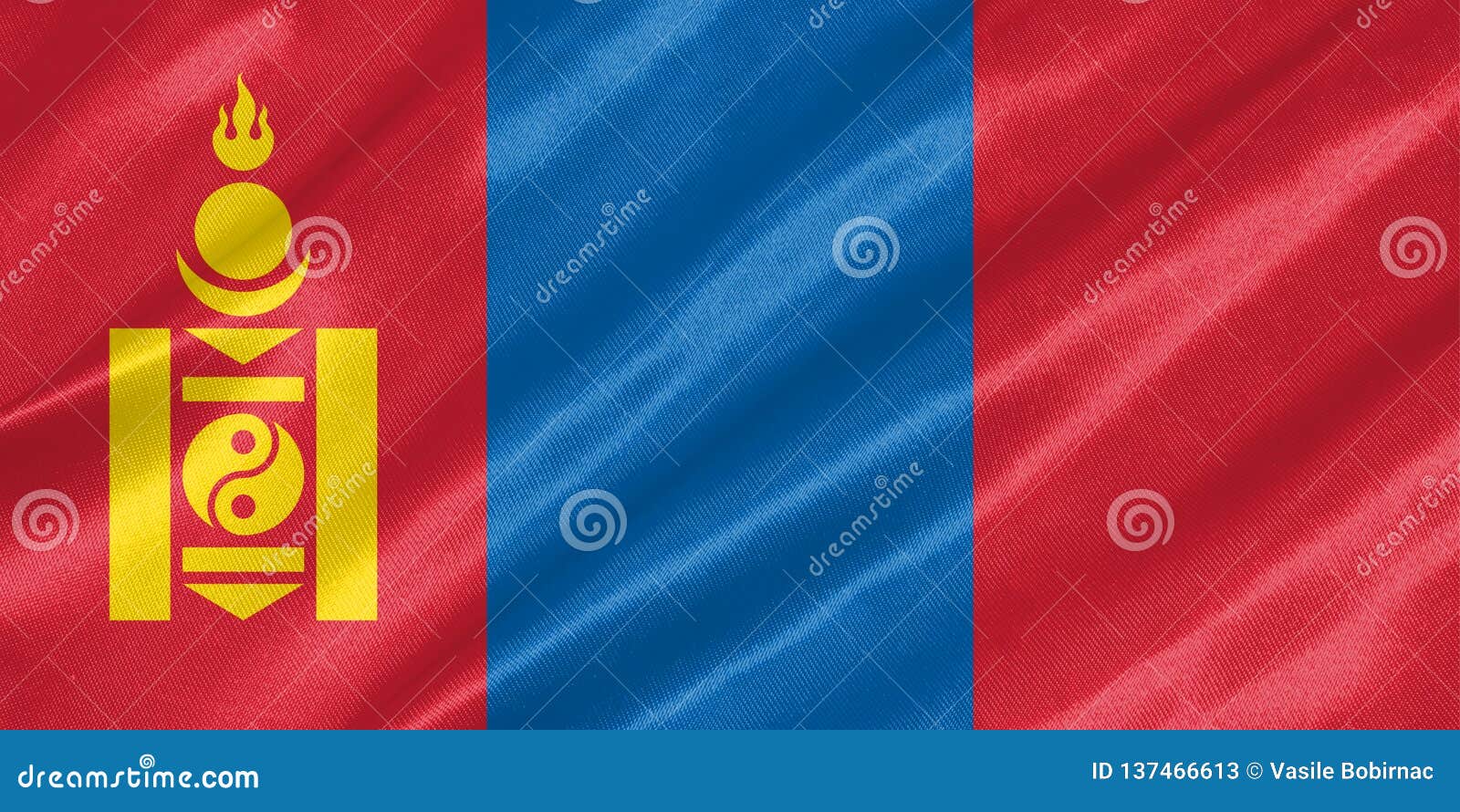 Mongolia Flag stock illustration. Illustration of stripes - 137466613