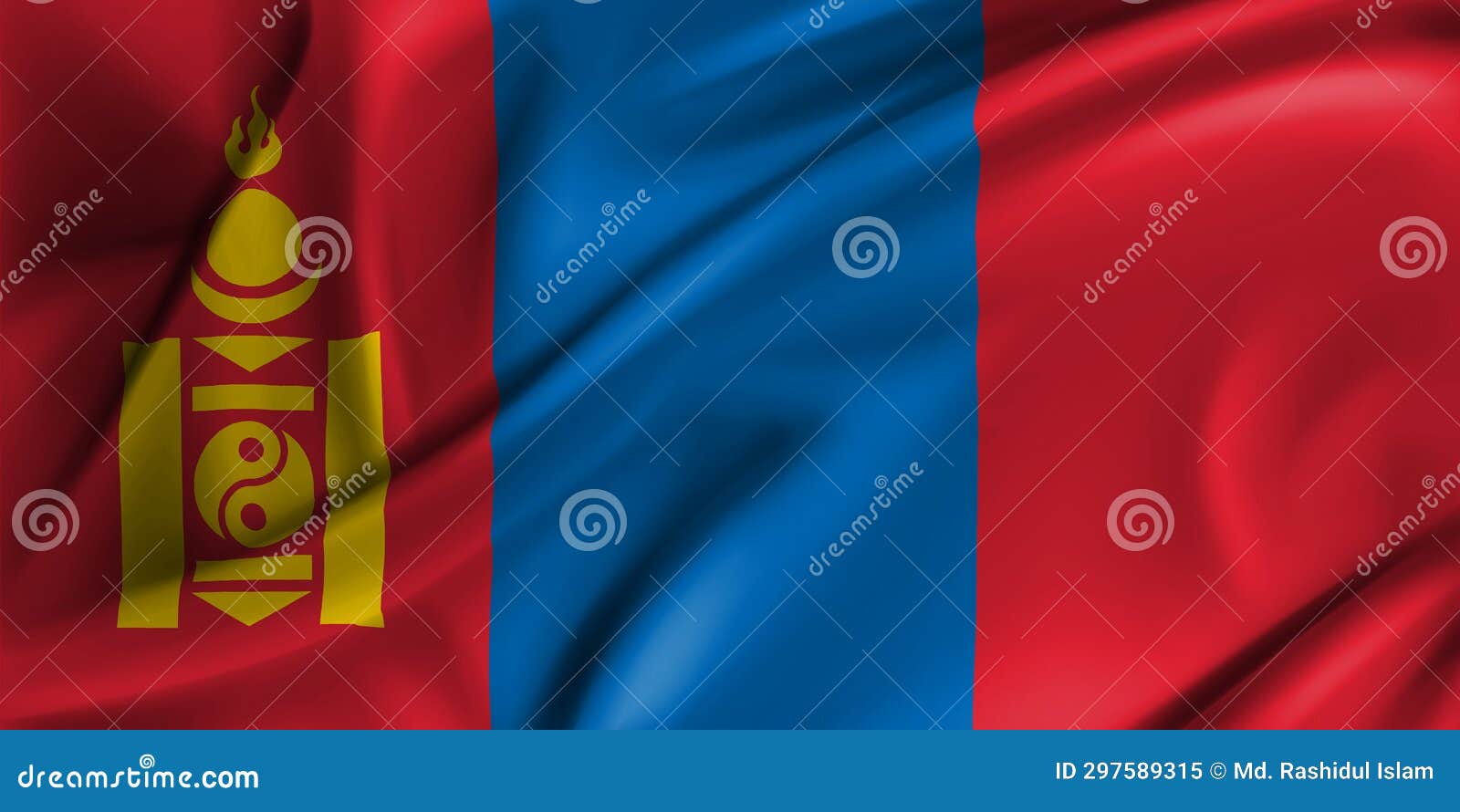 Flag of Mongolia 3D Model stock illustration. Illustration of official ...