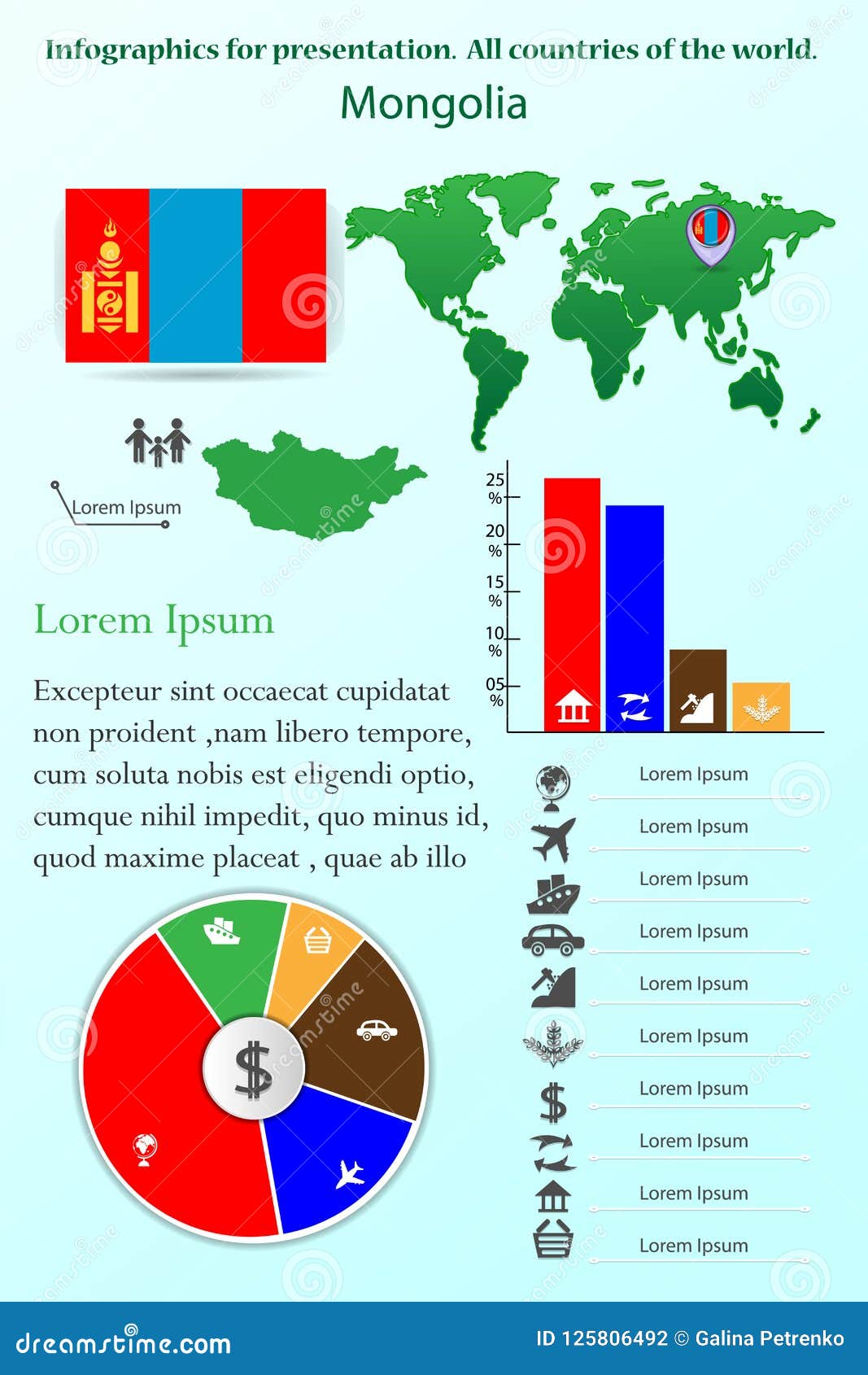 Mongolia. Infographics for Presentation Stock Illustration ...