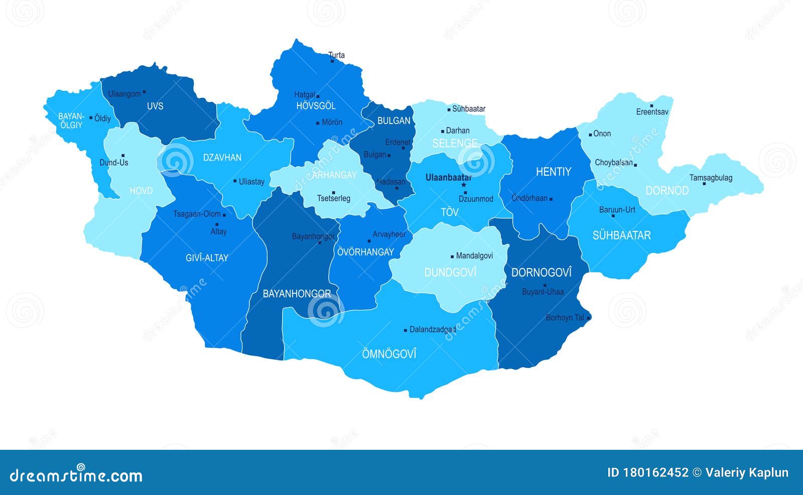 Mongolia Map. Cities, Regions. Vector Stock Illustration - Illustration ...