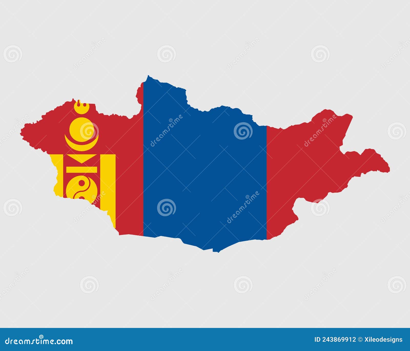 Mongolia Map Flag. Map of Mongolia with the Mongolian Country Banner ...