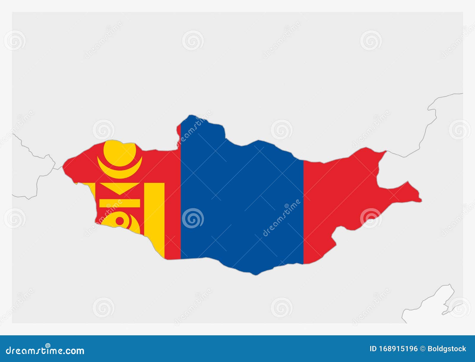 Mongolia Map Highlighted in Mongoliaflag Colors Stock Vector ...
