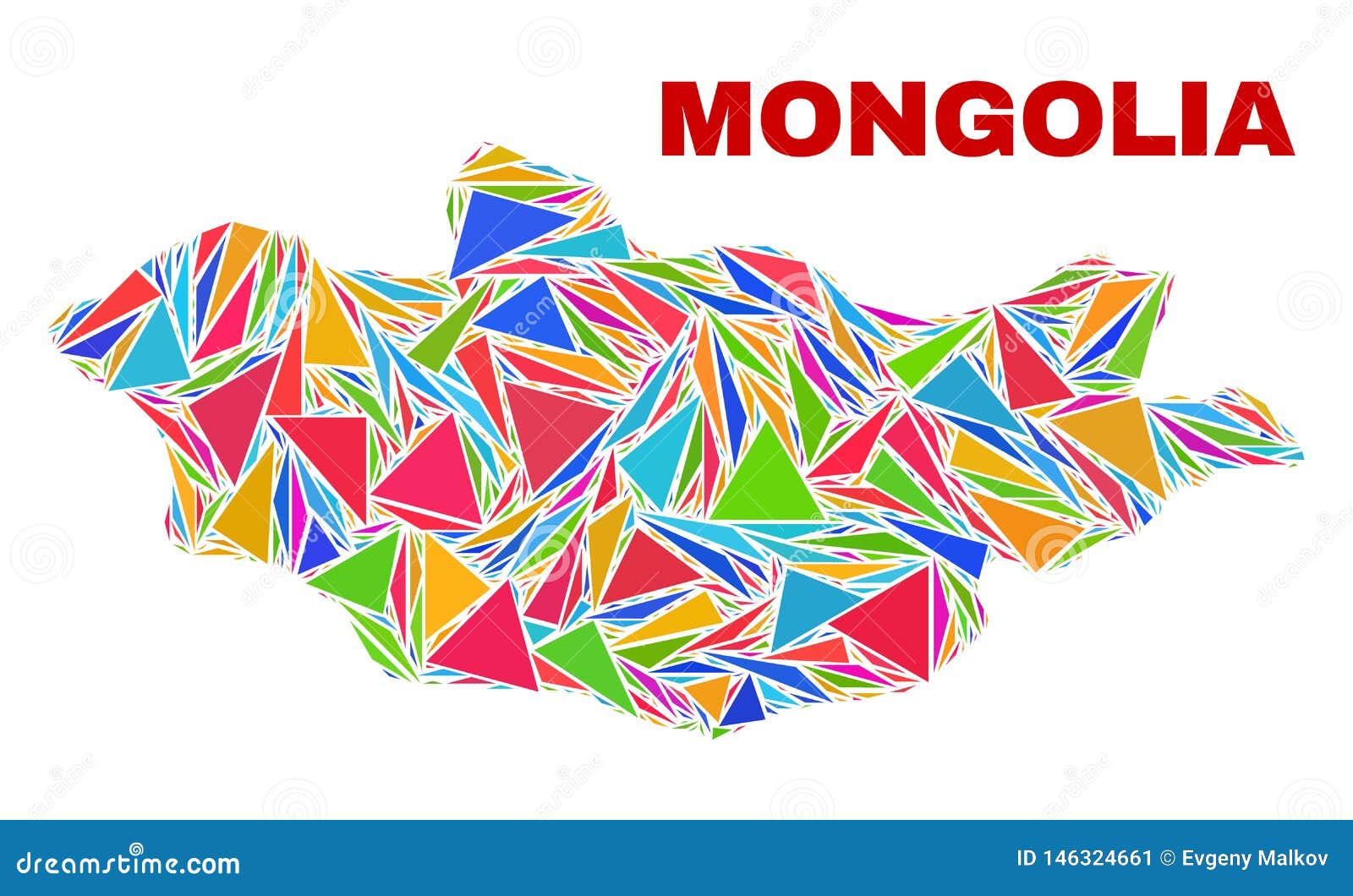 Mongolia Map - Mosaic of Color Triangles Stock Vector - Illustration of ...