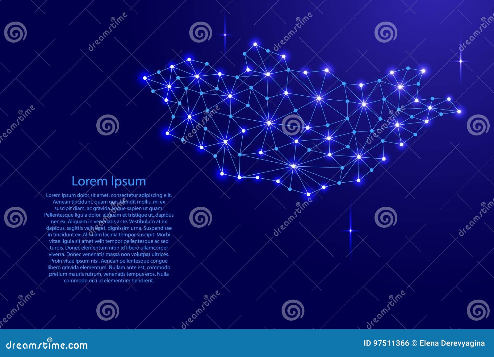 Mongolia Map of Polygonal Mosaic Lines Network, Rays, Space Stars of ...