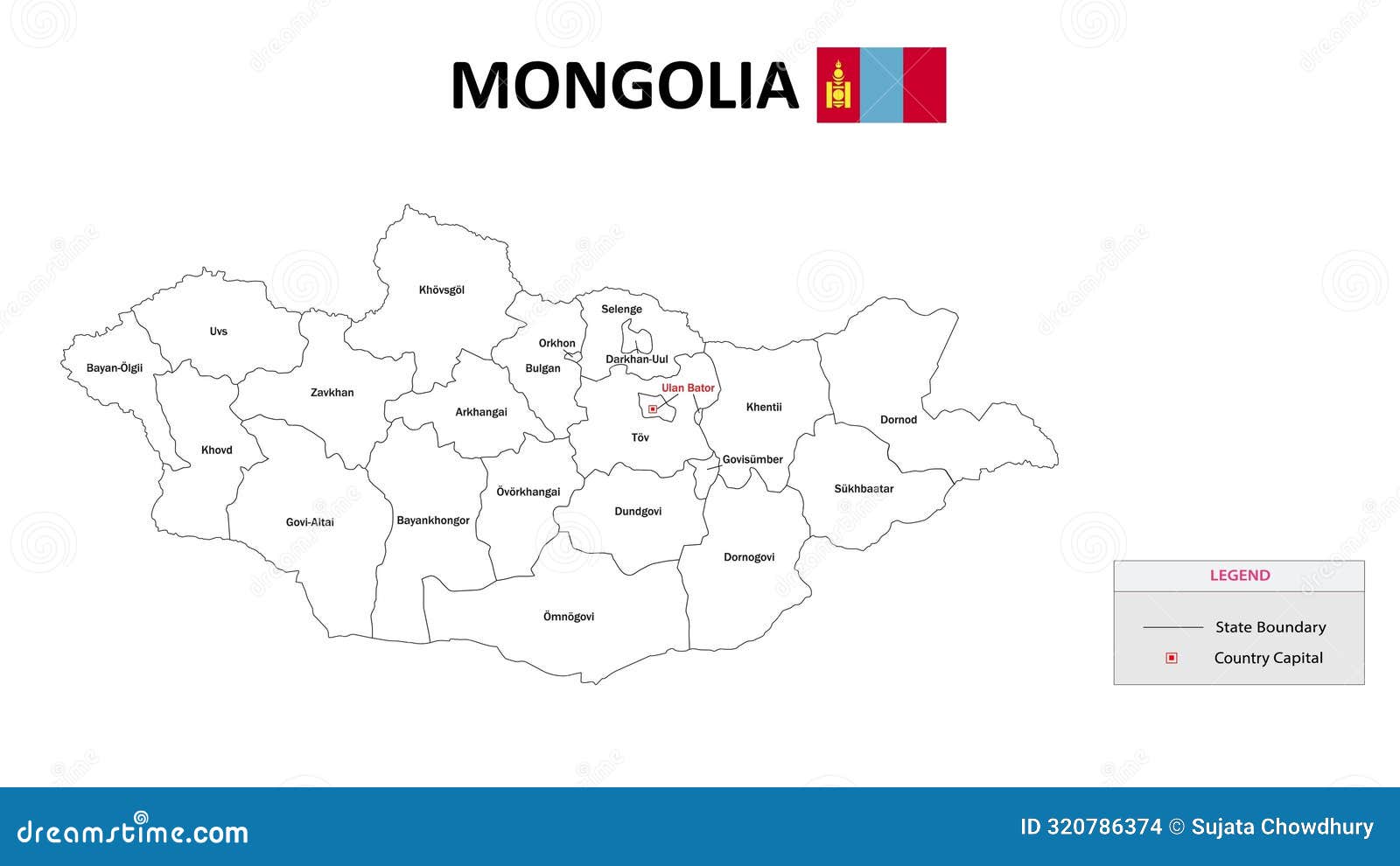Mongolia Map. State And District Map Of Mongolia. Administrative Map Of ...