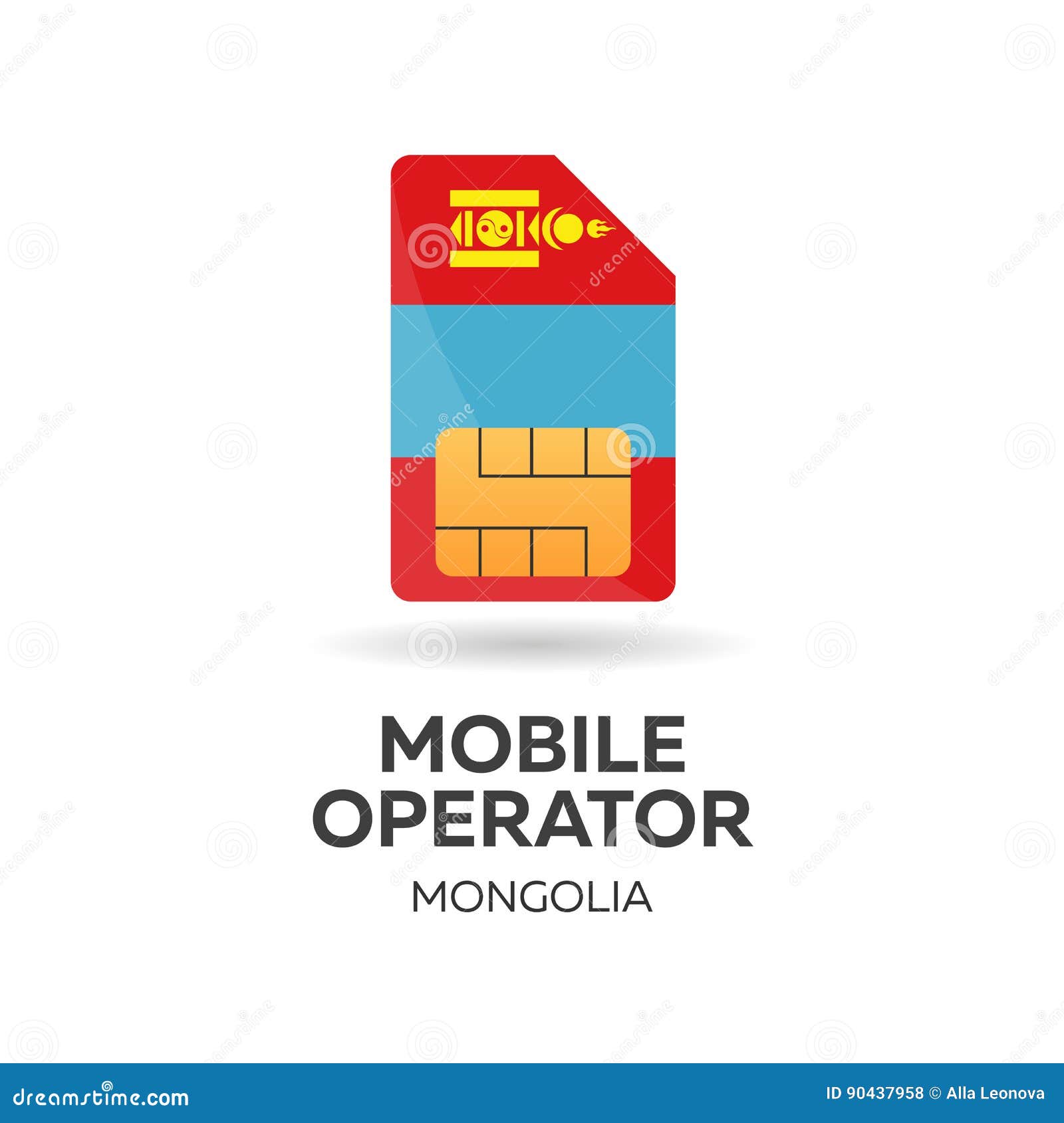 Mongolia Mobile Operator. SIM Card with Flag. Vector Illustration ...