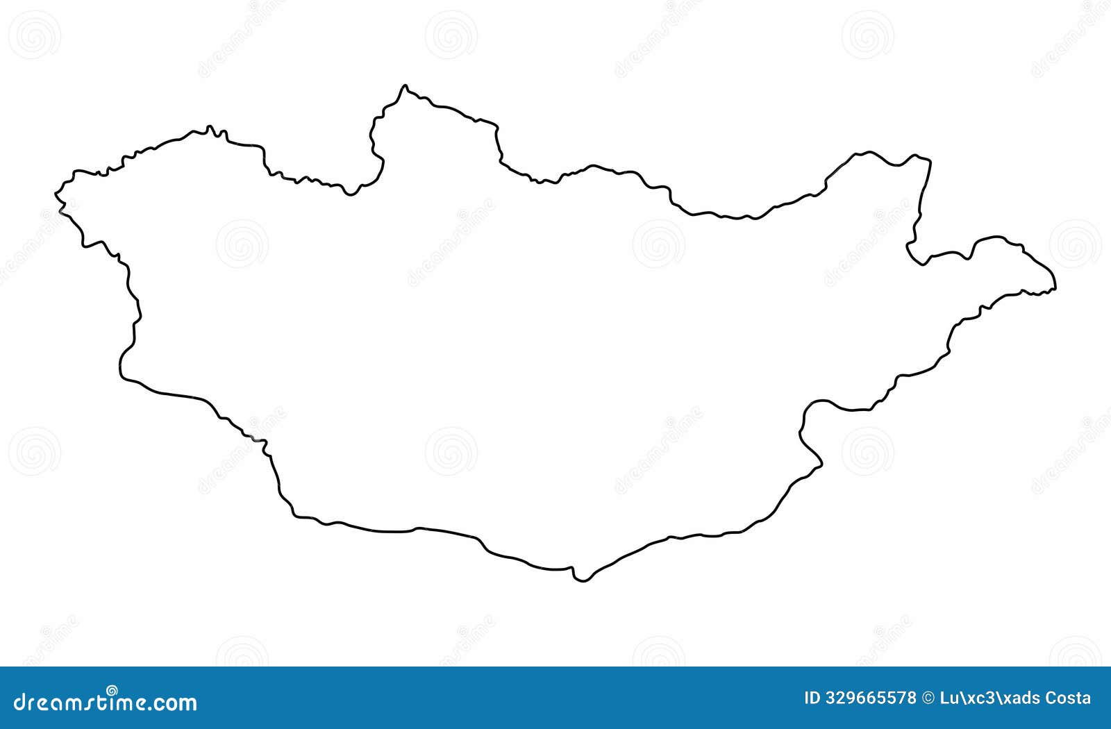 Mongolia Outline Map State Shape Country Borders Vector Illustration ...