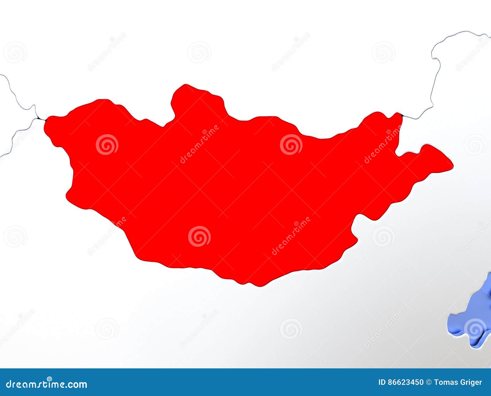 Mongolia in red on map stock illustration. Illustration of countries ...