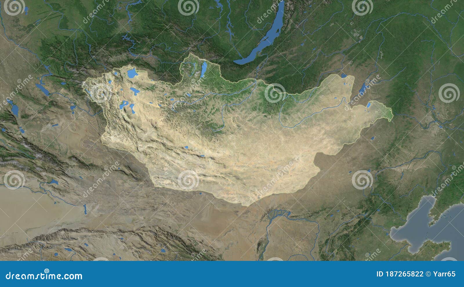Mongolia - Satellite. Composition Stock Illustration - Illustration of ...
