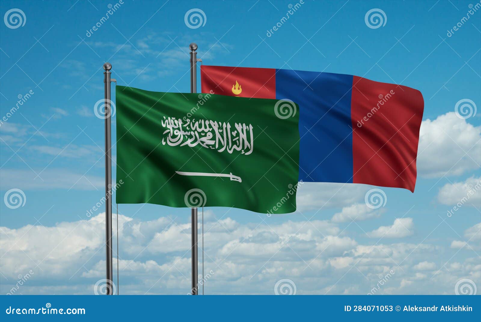 Mongolia and Saudi Arabia, KSA Flag Stock Image - Image of flag ...