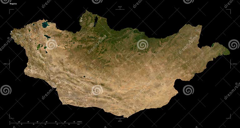 Mongolia Shape on Black. Low-res Satellite Stock Illustration ...