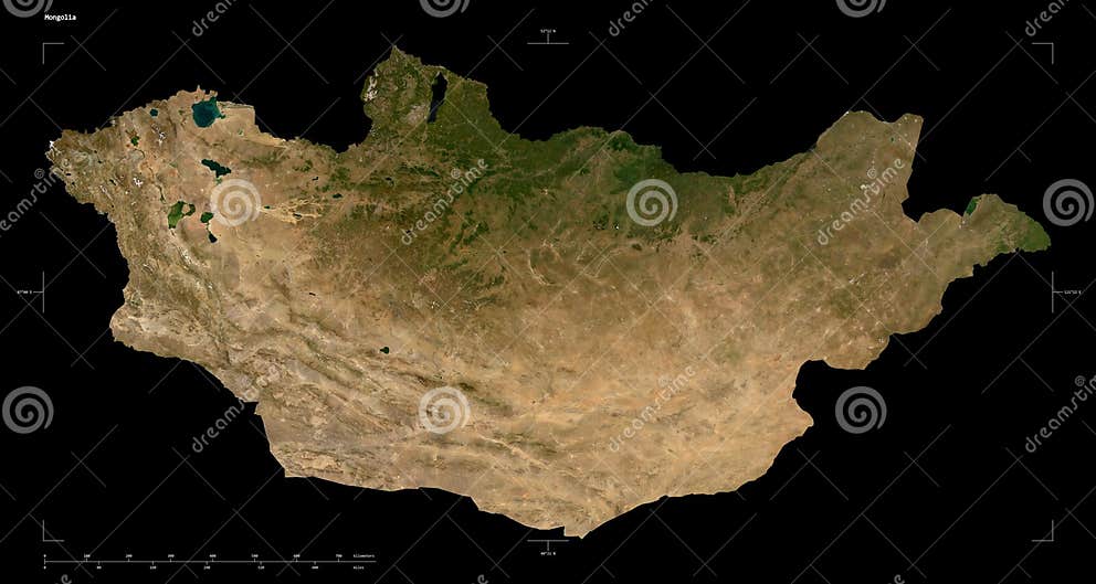 Mongolia Shape on Black. Low-res Satellite Stock Illustration ...