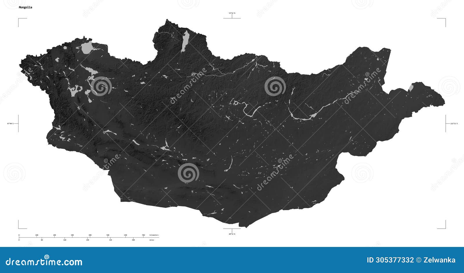 Mongolia Shape on White. Grayscale Stock Illustration - Illustration of ...