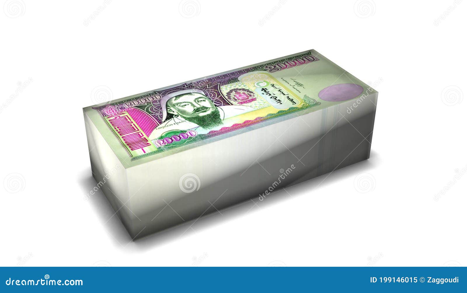 Mongolia Tugrik Banknotes Money Stack on White Background Stock ...