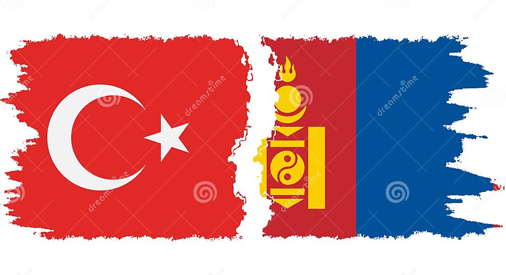 Mongolia and Turkey Grunge Flags Connection Vector Stock Vector ...