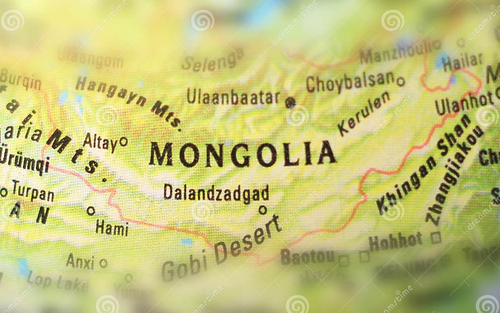 Mongolia on World Map. Selective Focus Stock Image - Image of world ...