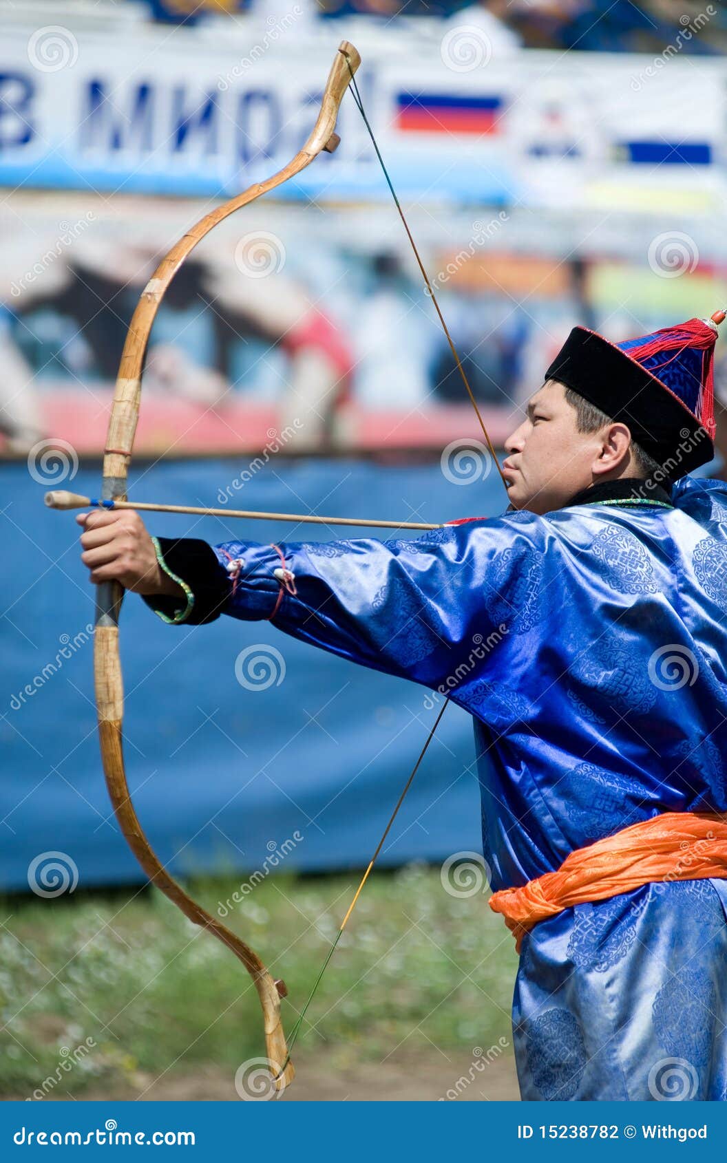 Archer Buryat Tribe Stands With A Bow In His Hand. Reconstruction Of ...