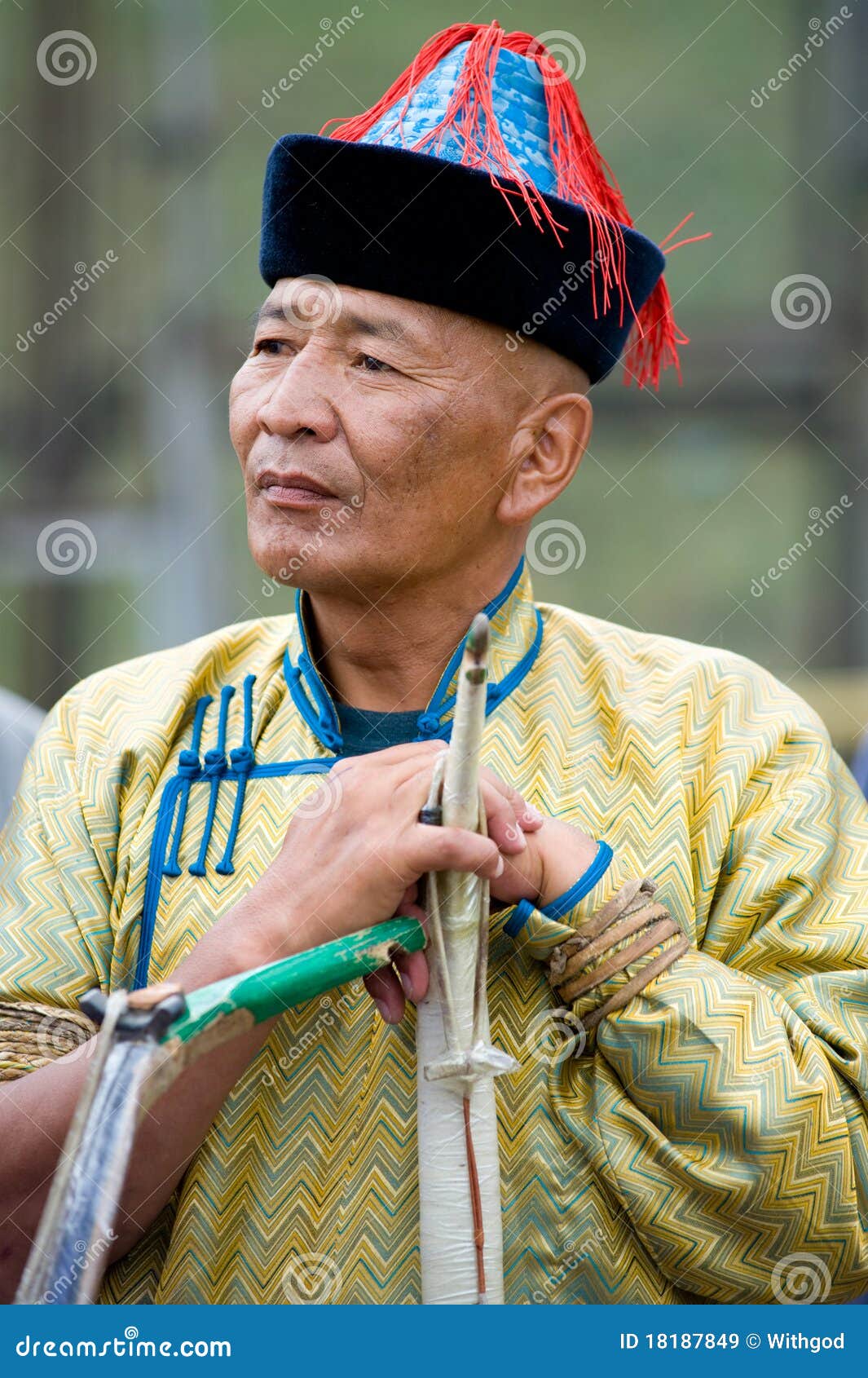 Archer Buryat Tribe Stands With A Bow In His Hand. Reconstruction Of ...