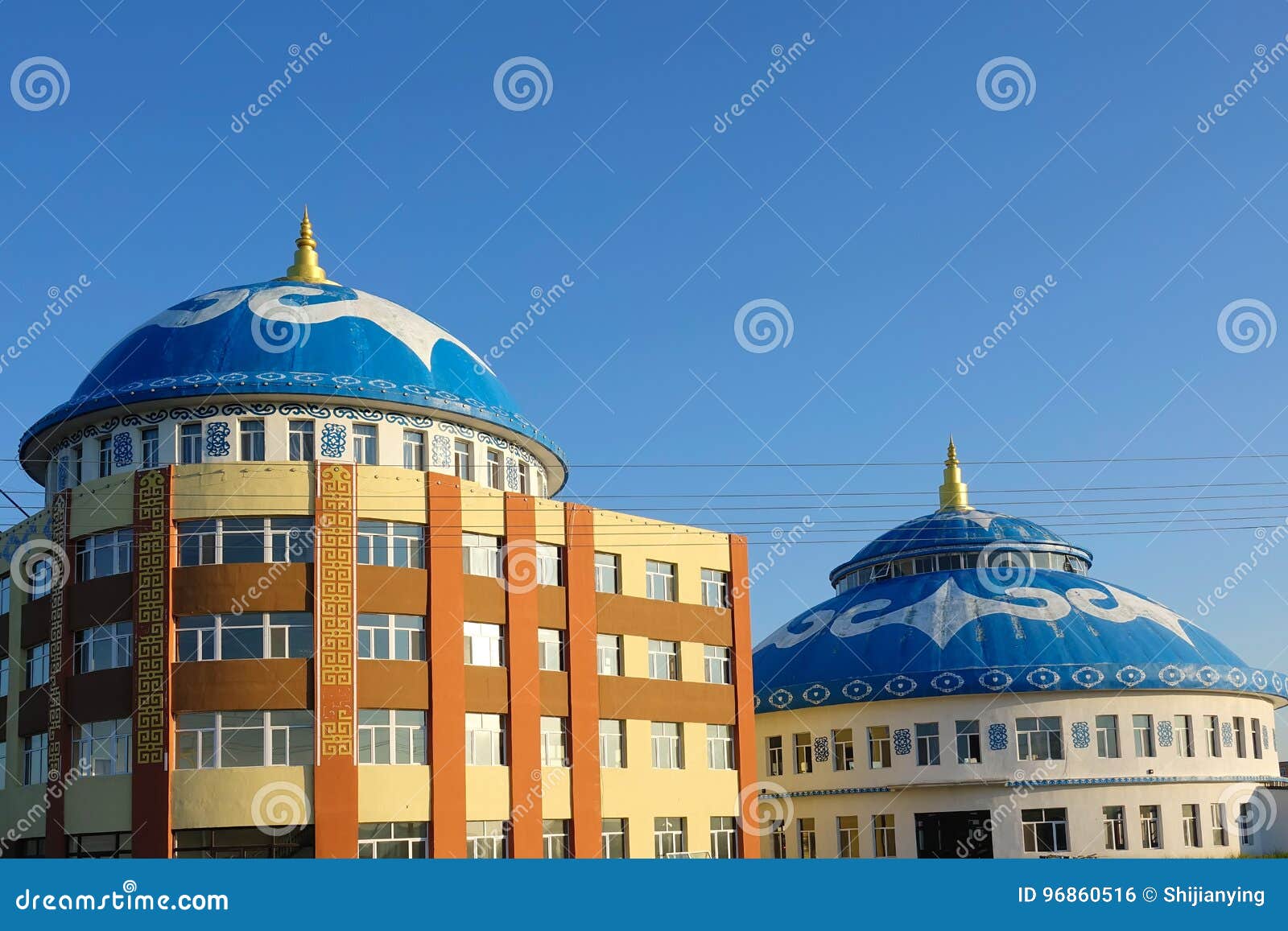 Mongolian buildings stock photo. Image of yurts, yurt - 96860516