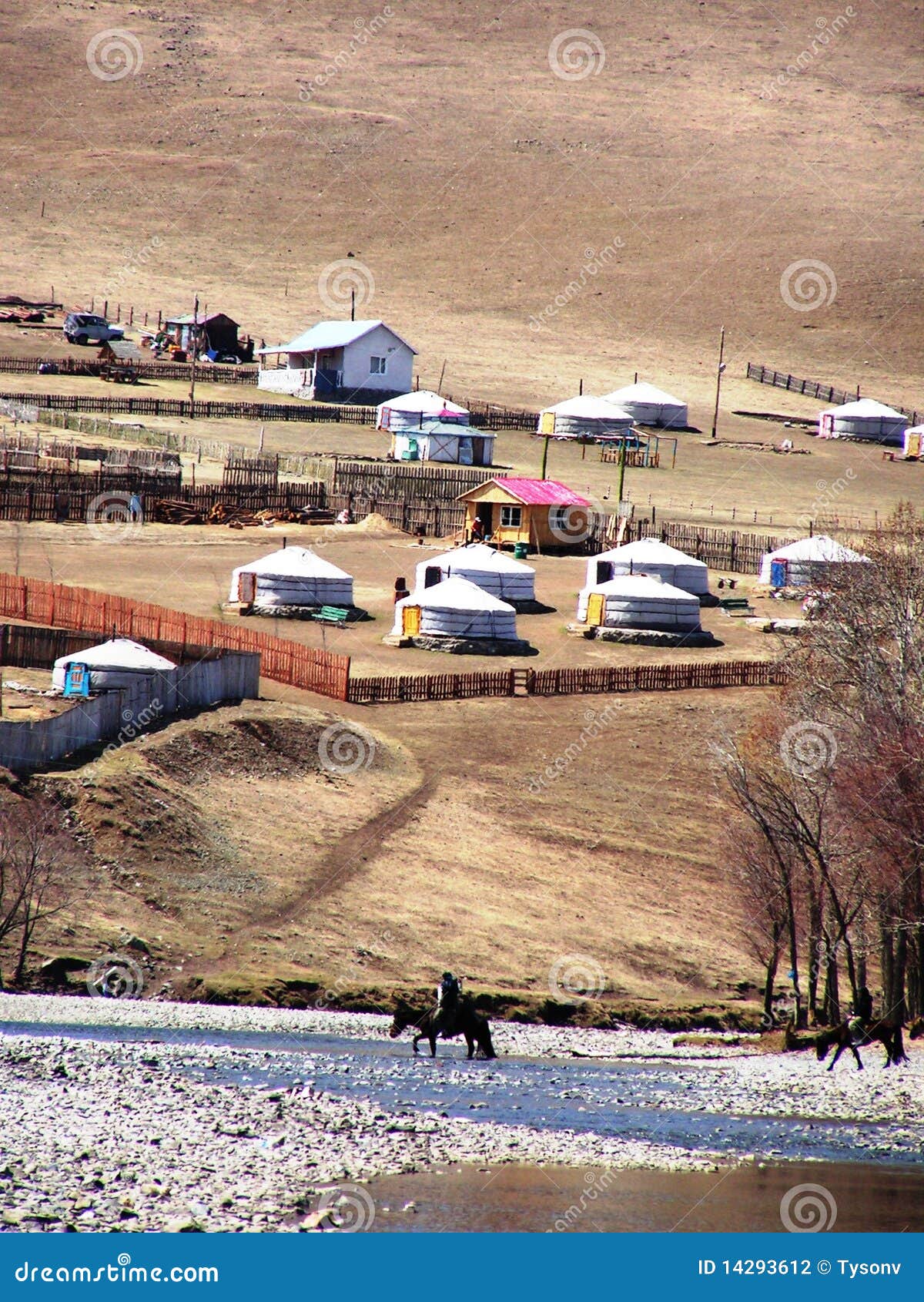 Mongolian Countryside and Yurts Stock Photo - Image of farmer, yurts ...