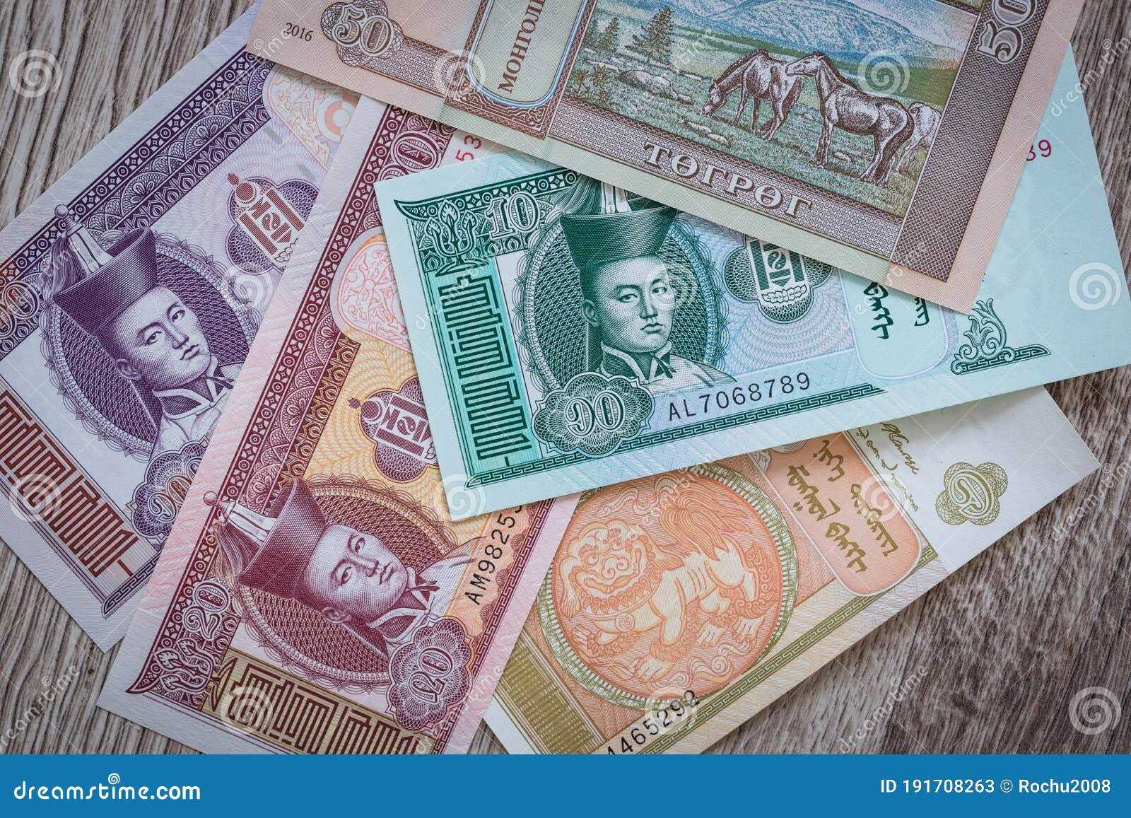 Mongolian Currency, Tugrik Money, Various Banknotes Stock Image - Image ...