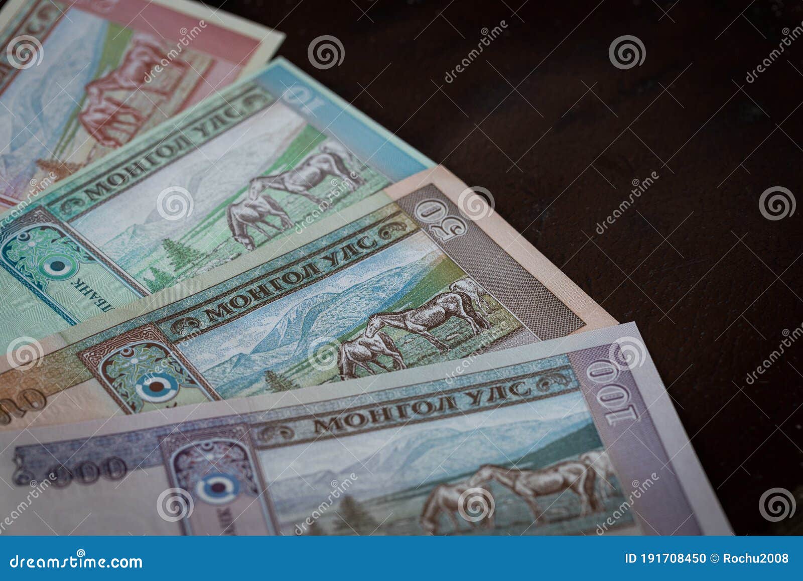 Mongolian Currency, Tugrik Money, Various Banknotes Stock Photo - Image ...