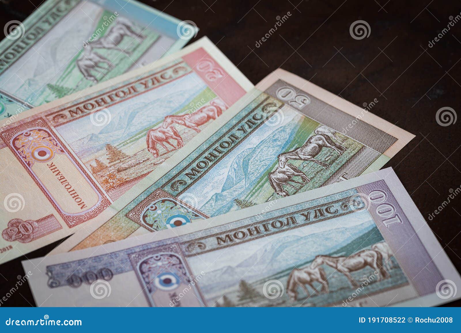 Mongolian Currency, Tugrik Money, Various Banknotes Stock Photo - Image ...