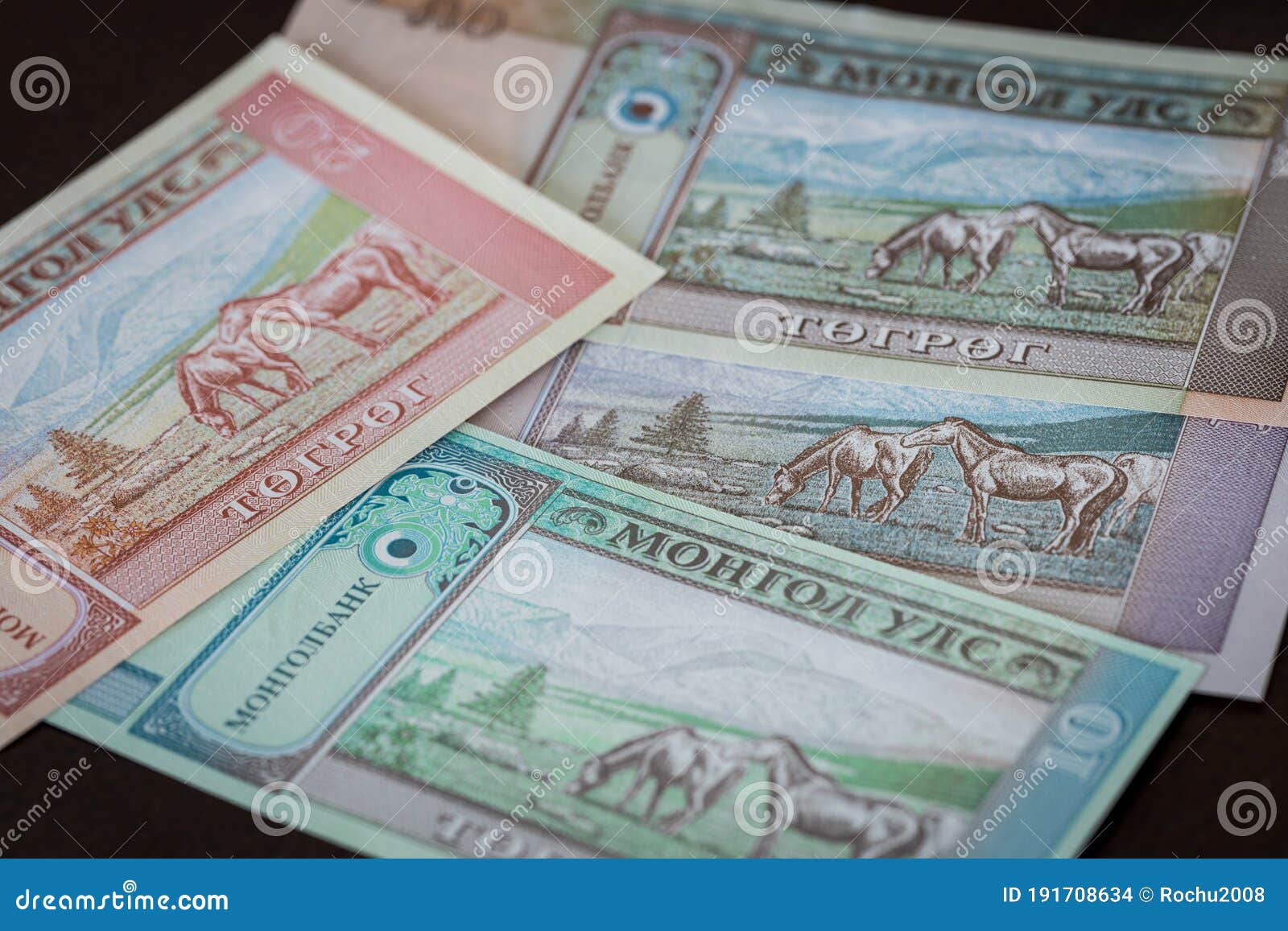 Mongolian Currency, Tugrik Money, Various Banknotes Stock Photo ...