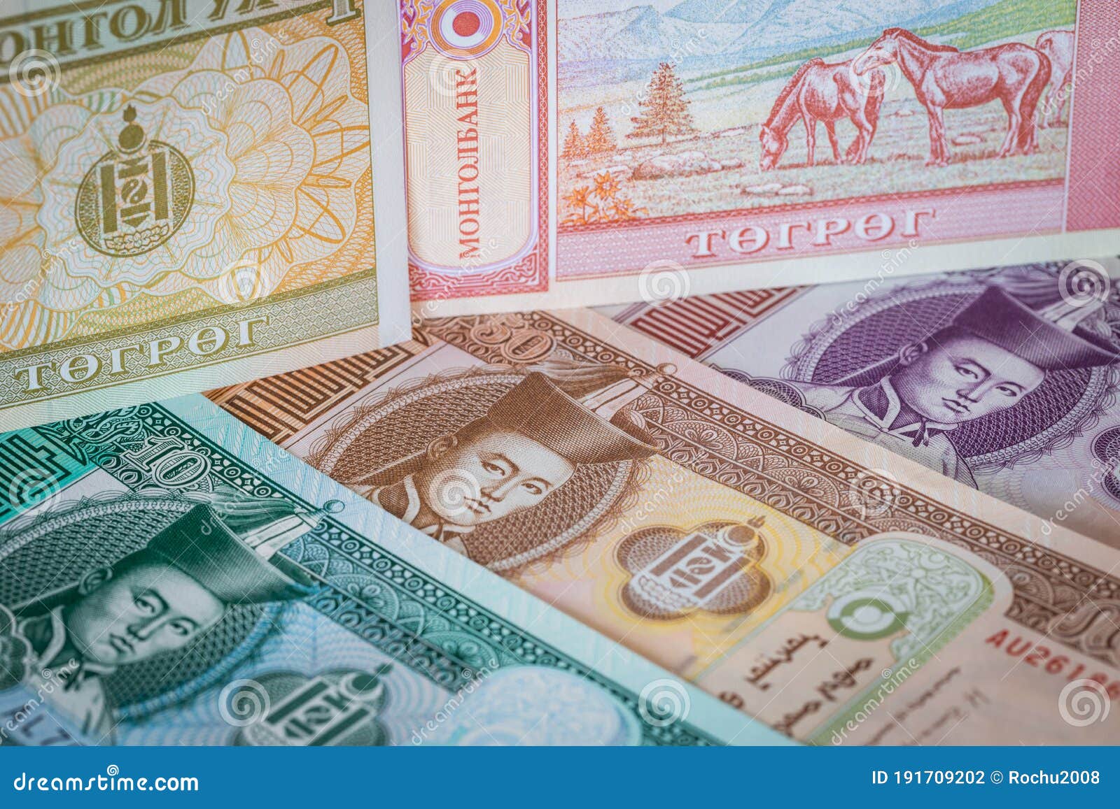 Mongolian Currency, Tugrik Money, Various Banknotes Stock Photo - Image ...