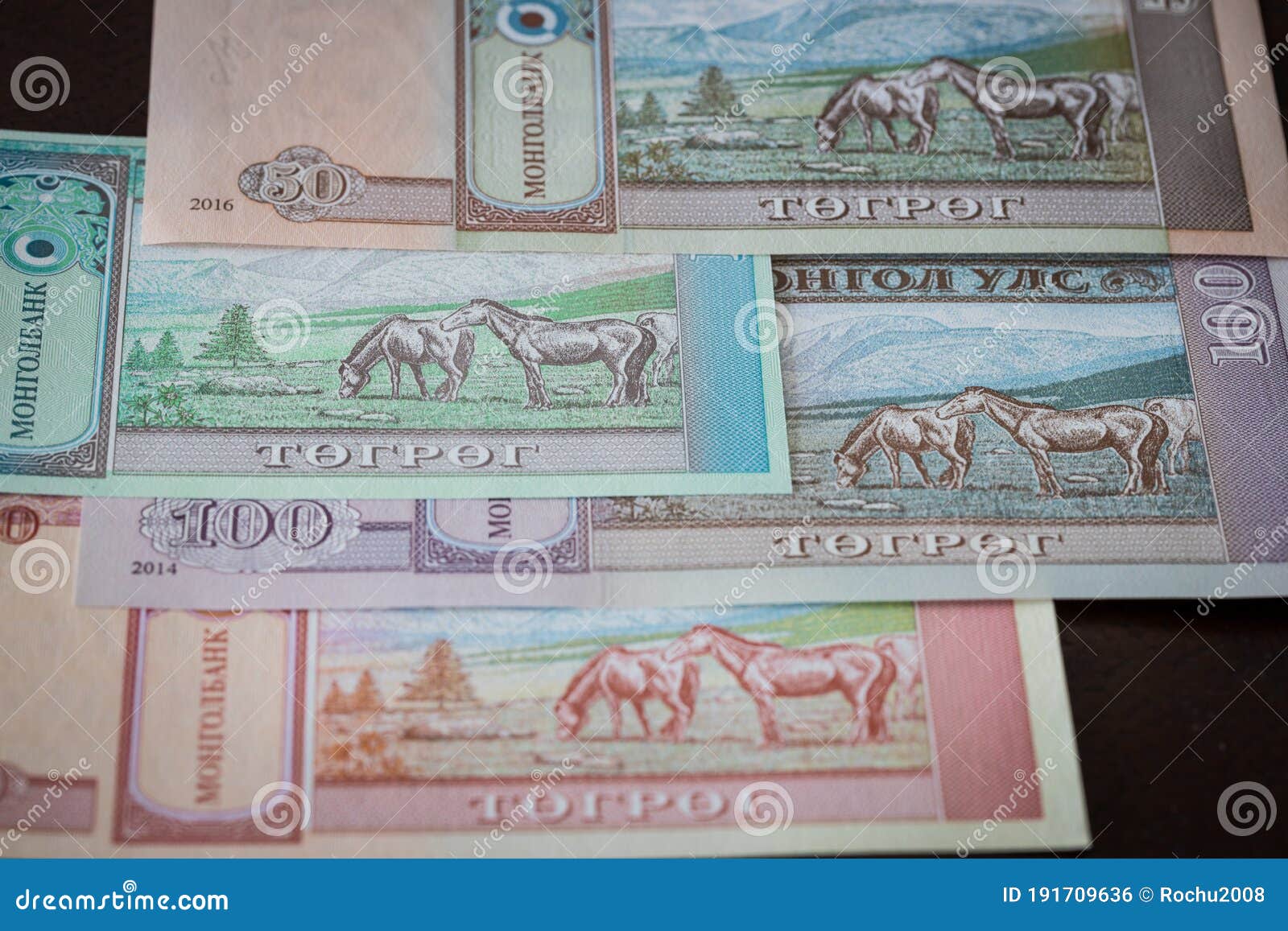 Mongolian Currency, Tugrik Money, Various Banknotes Stock Photo - Image ...