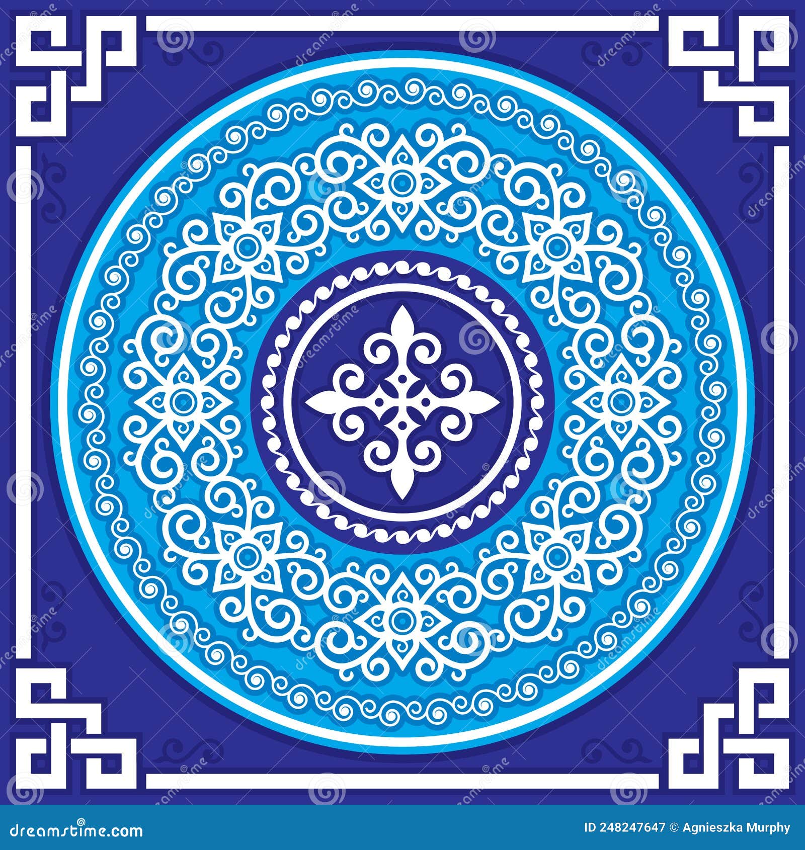 Mongolian Folk Art Vector Design With Mandala With Swirls And Celtic ... Mongolian Folk Art Vector Design With Mandala With Swirls And Celtic ...