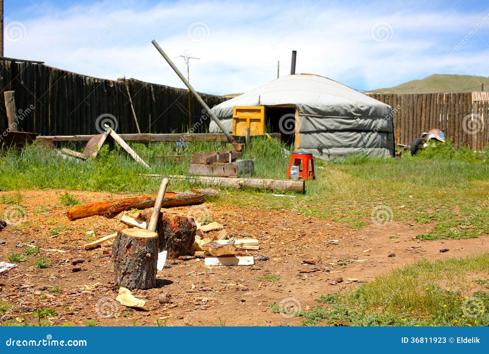 Mongolian Ger at Central Mongolia Stock Image - Image of culture, fence ...