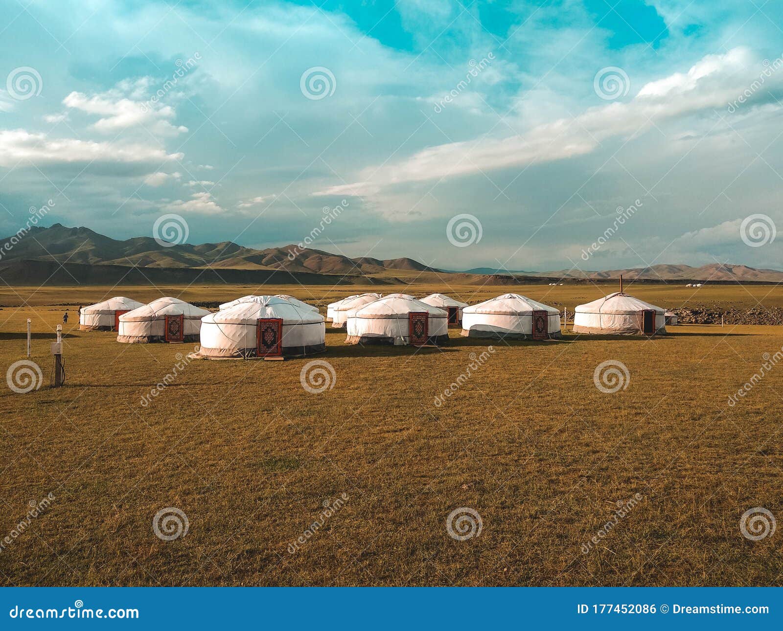 Mongolian Nomad Camp in the Steppe. Stock Photo - Image of travel, arid ...