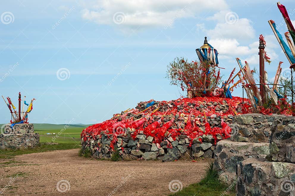 Mongolian ovoos stock image. Image of site, rock, cairn - 25602657