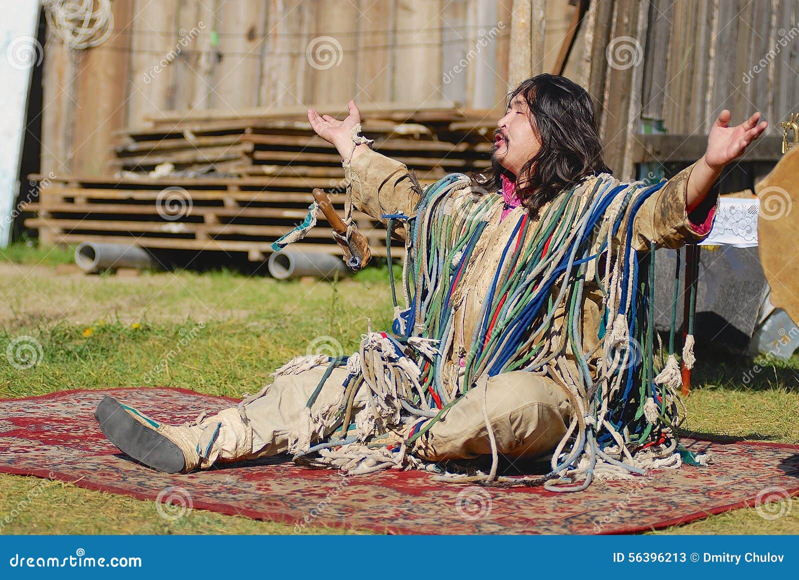Mongolian Shaman Performs A Ritual In Ulaanbaatar Mongolia Editorial