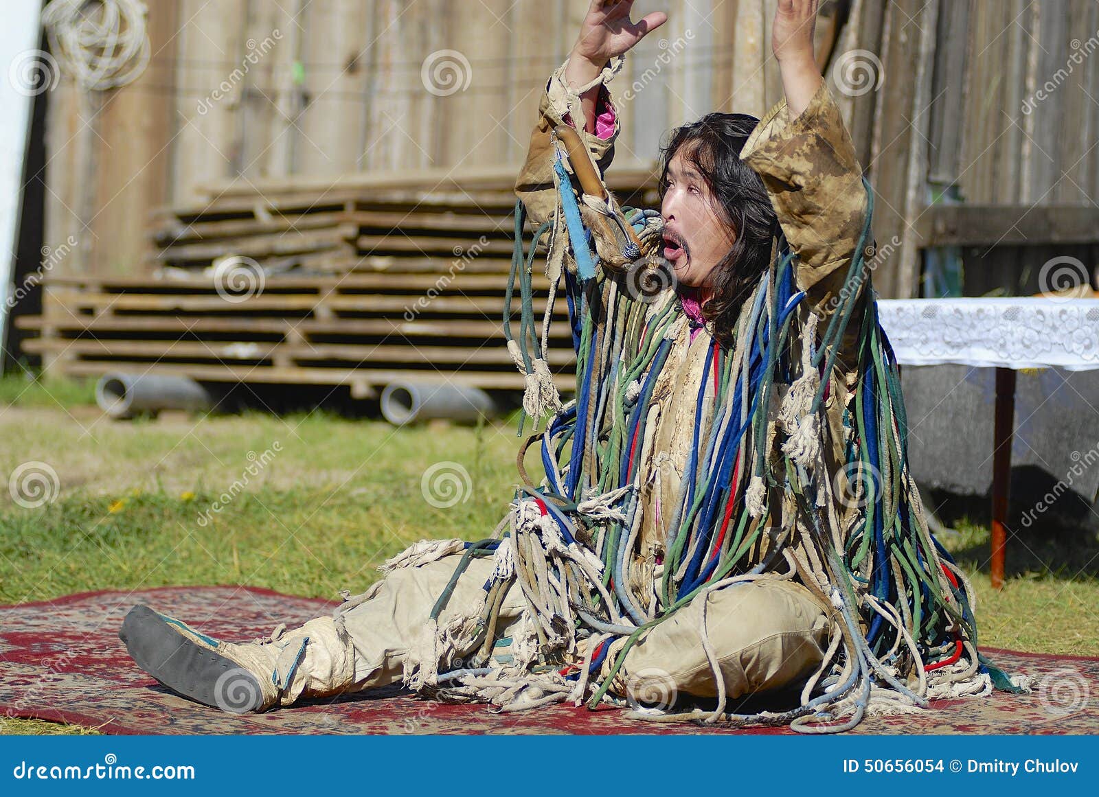 Mongolian Shaman Performs A Ritual In Ulan Bator Mongolia Editorial