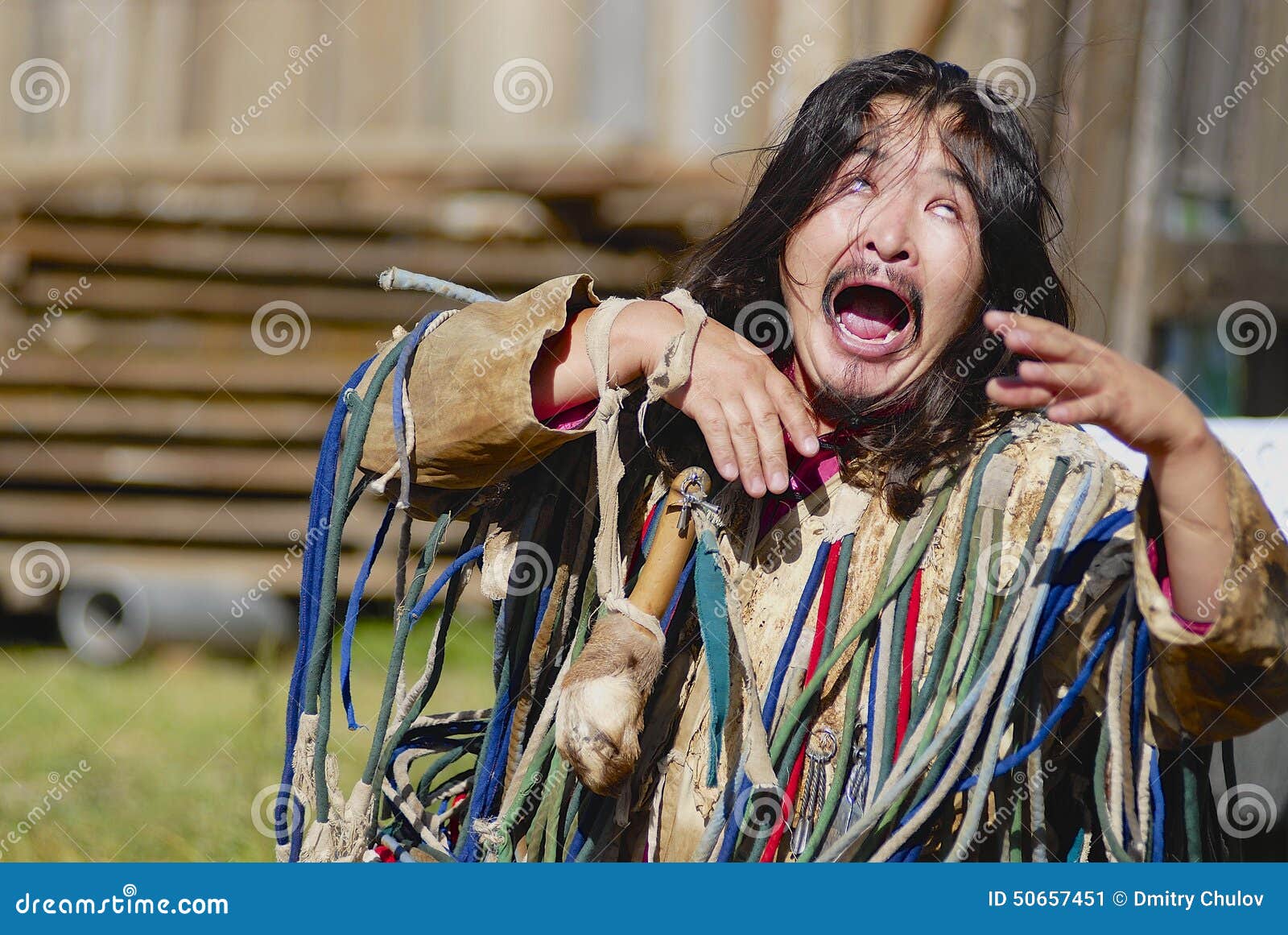 Mongolian Shaman Performs A Ritual In Ulan Bator Mongolia Editorial