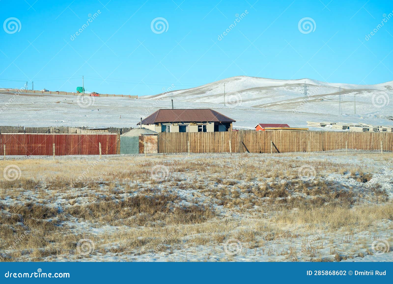 Mongolian Steppe in Winter during the Daytime. Stock Photo - Image of ...