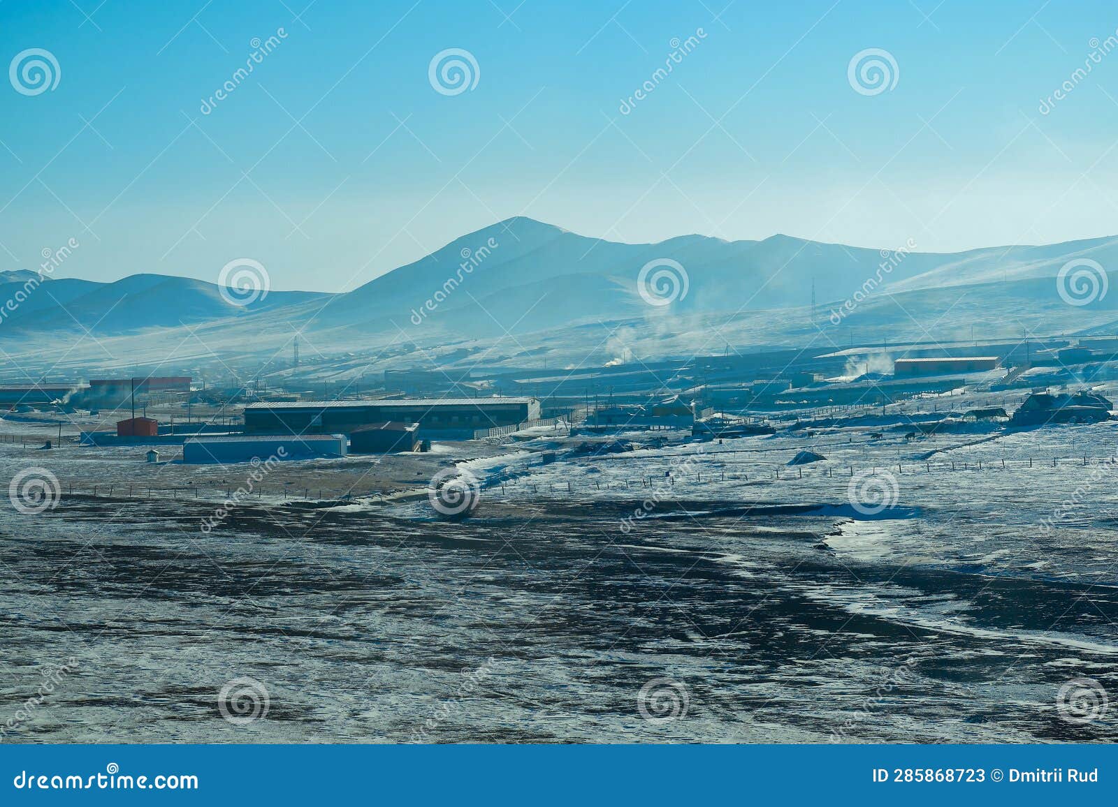 Mongolian Steppe in Winter during the Daytime. Stock Image - Image of ...
