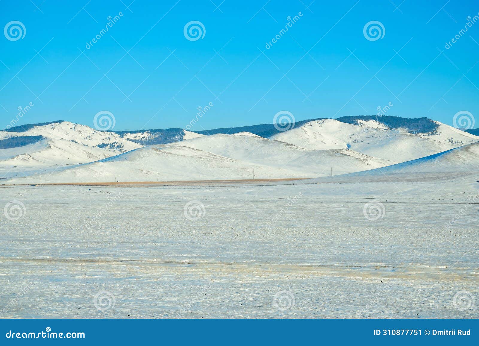 Mongolian Steppe in Winter during the Daytime. Stock Image - Image of ...