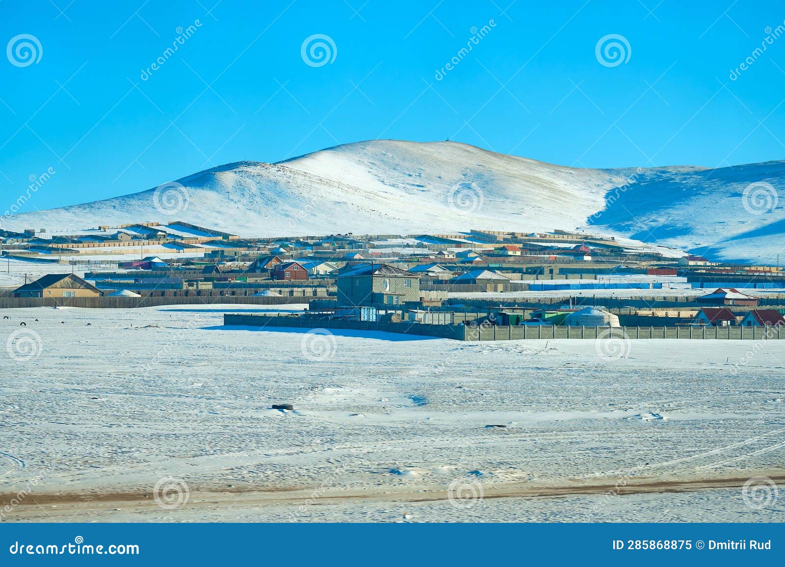 Mongolian Steppe in Winter during the Daytime. Stock Image - Image of ...